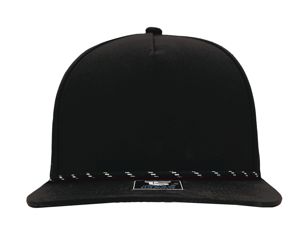 5 Panel Hydro Cap: Black Snapback – Water Resistant – Lonestar Cap Co