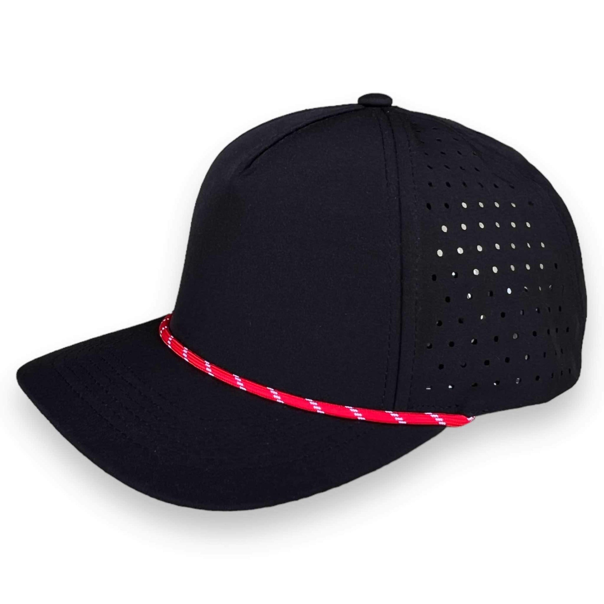 5 Panel Hydro Cap: Black - Red/Black Rope Snapback – Lonestar Cap Co